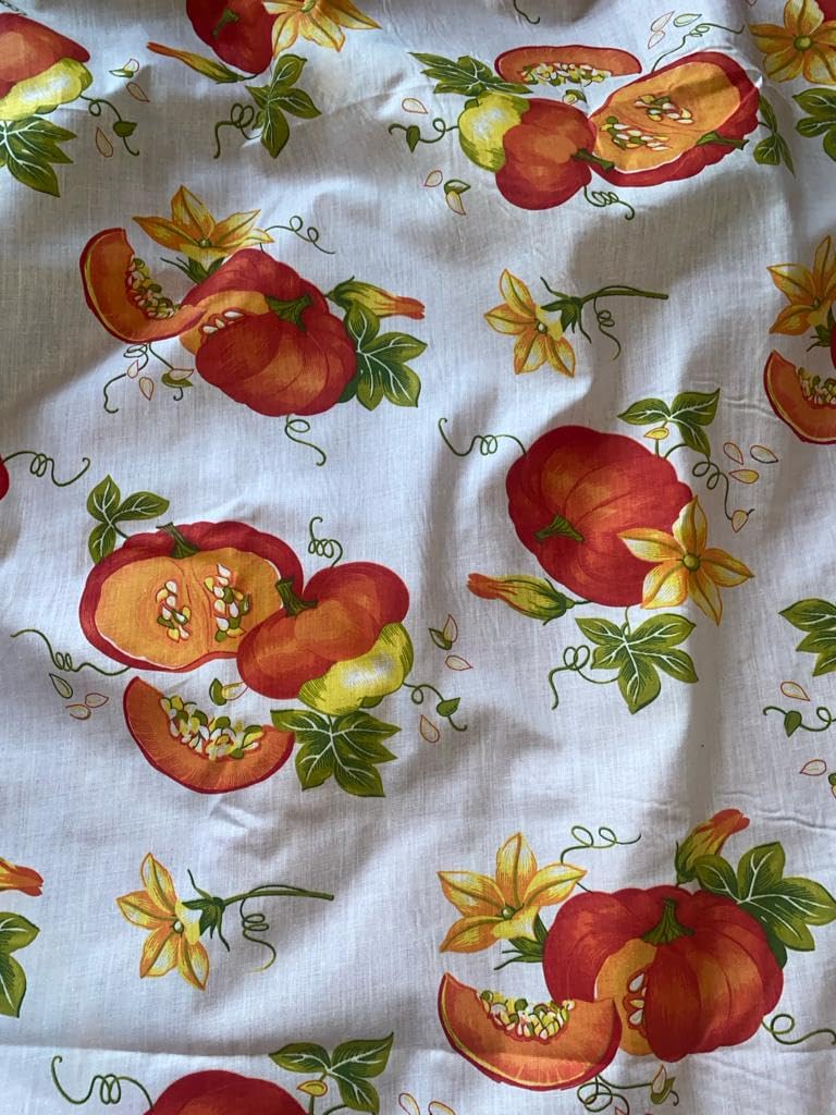 Keily & Megan Inc, 60" Wide Pumpkin Printed on White Poly Cotton Fabric by The Yard (Pumpkin 3 Yards)