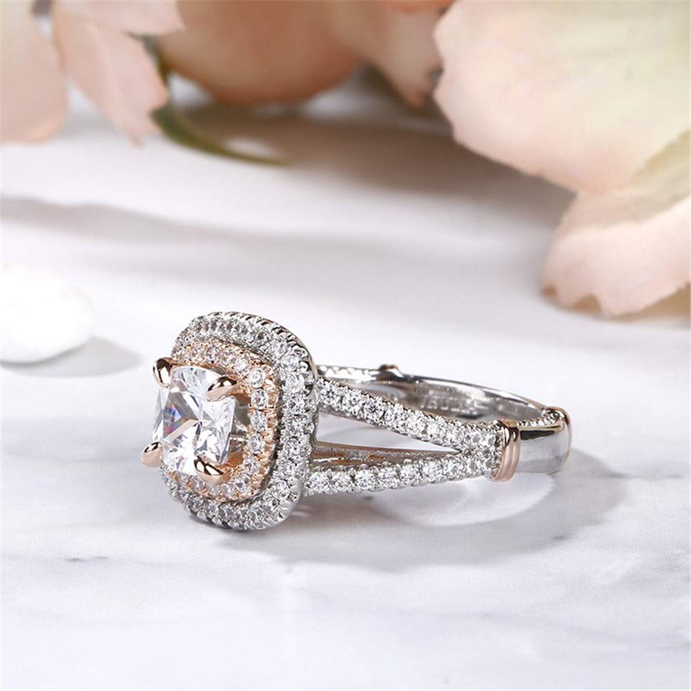 Jeulia Double Halo Cushion Cut Engagement Rings White Diamond Cubic Zirconia Wedding Rings CZ Solitaire Promise Rings with Jewelry Gift Box (8)