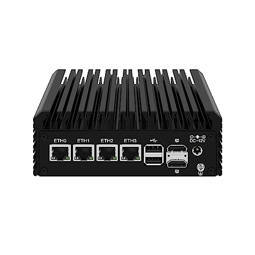 HUNSN Micro Firewall Appliance, Mini PC, VPN, Router PC, Intel Alder Lake-N 12th Gen N100, RJ42, 4 x 2.5GbE I226-V, 2 x HDMI, DP, TF, Type-C, Barebone, NO RAM, NO Storage, NO System