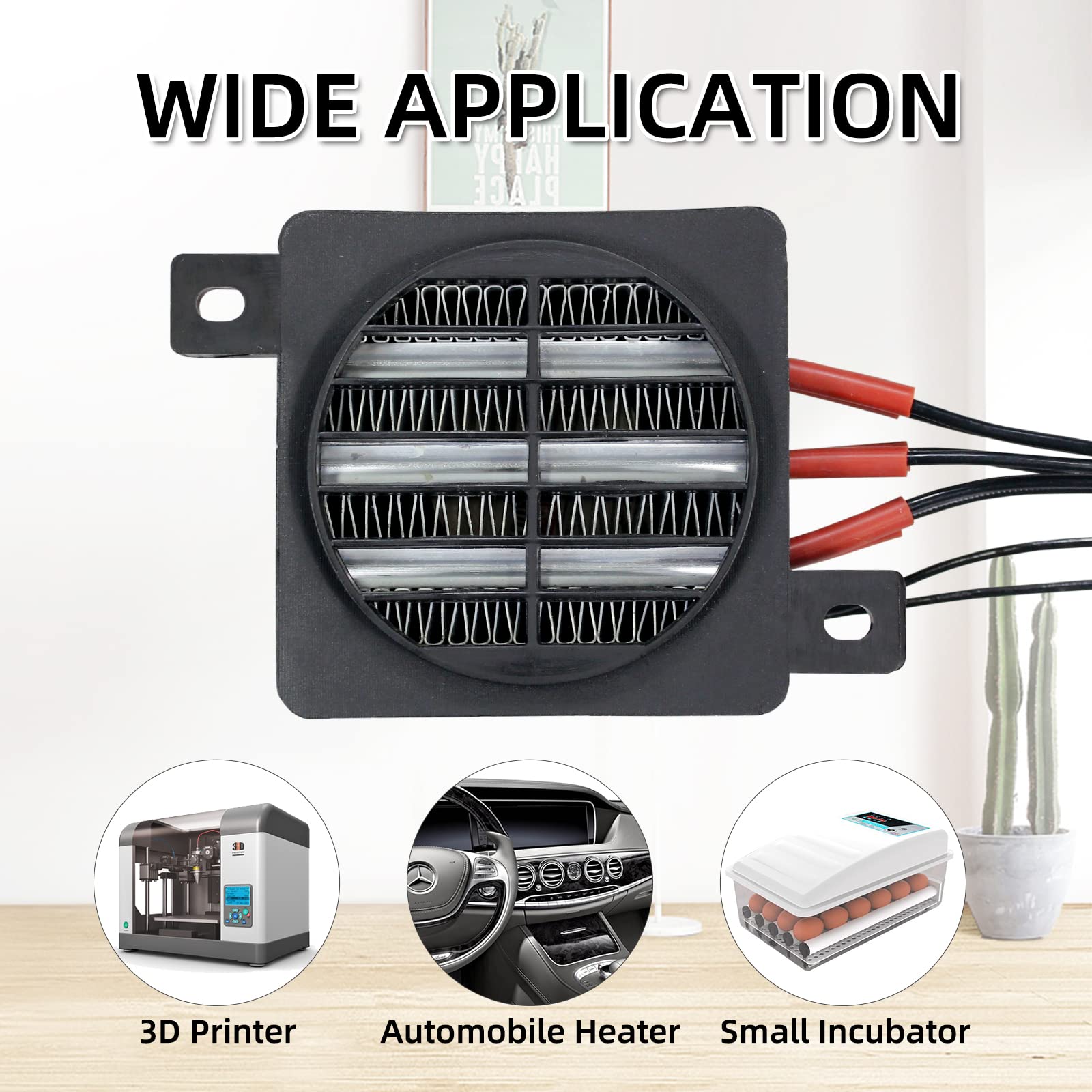 PTC Fan Heater with Power Cord 110V 400W Electric Ceramic Heating Element Energy Saving Constant Temperature Thermistor Insulation for 3D Printer Humidifier Air Conditioning, PTCYIDU
