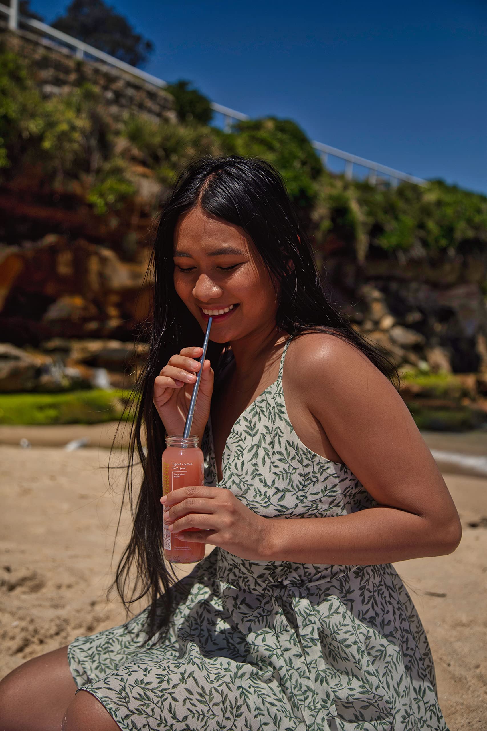 Outlery | Collapsible, Reusable Straw for Travel and Day Trips - an Environmentally Friendly, Stainless Steel Metal Straw with a Telescopic Portable Design