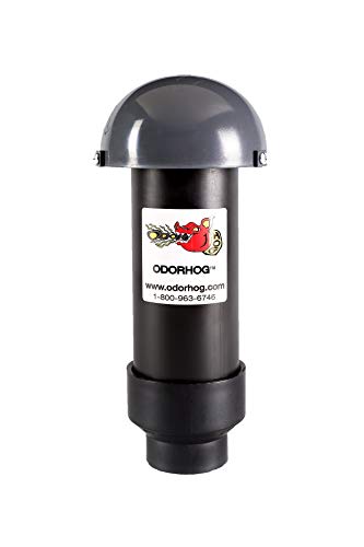 OdorHog Vent Stack Pipe Filter 4 Sizes, Black ABS with Mushroom Cap, Removes Outdoor Septic and Sewer Odors (fits 1.5 or 2.0-inch)