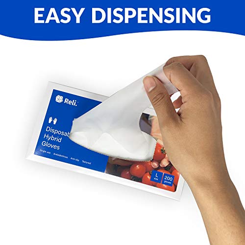 Reli. Disposable Gloves, Medium (1000 Pack Bulk) (S/M/L/XL Available), Hybrid Plastic Gloves Disposable - Latex Free/Powder Free, Clear Disposable Gloves for Hand Protection/Food Handling (Med)
