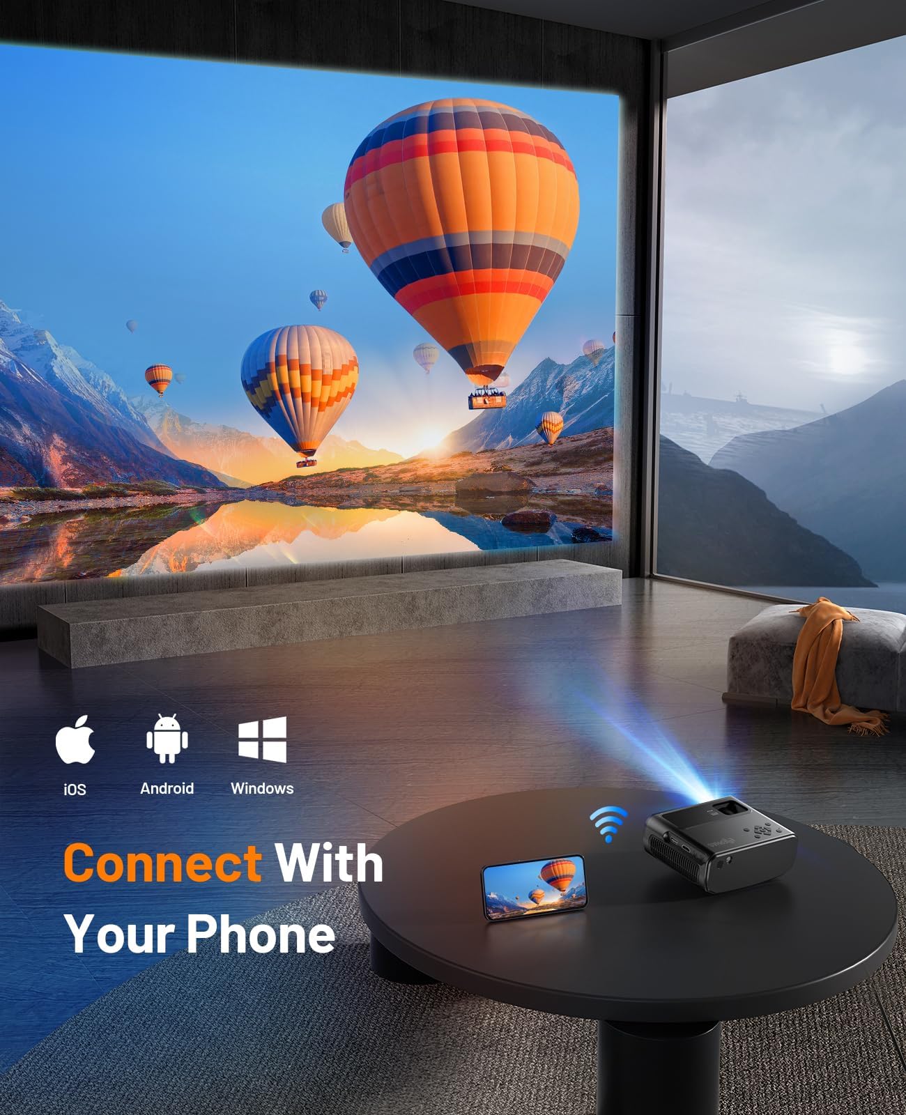 Mini Projector, Upgraded CiBest Native 1080P Portable Projector 10000L, Outdoor Projector for Home Theater Movie Projector, Projector 4K Compatible with HDMI, VGA, USB