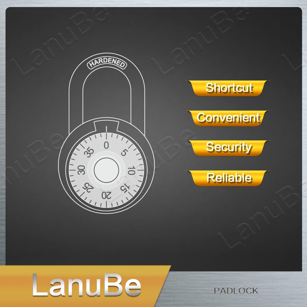 LanuBe Lock Standard Dial Combination Lock, 2 in. Wide, with Different Combinations, Black Turnplate, Pack of 12; Lock for School, Employee, Gym Sports Locker, Case, Toolbox, Fence and so on
