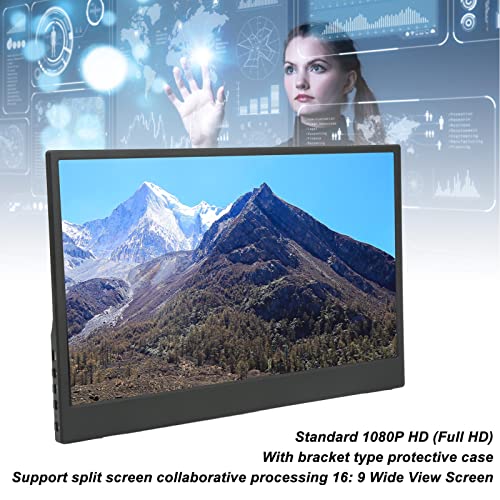 Qiilu 13 Inch Monitor Portable Ultra Thin 1920x1080P HDR 16: 9 Wide Screen IPS Full View Monitor LED Backlight with Protective Case