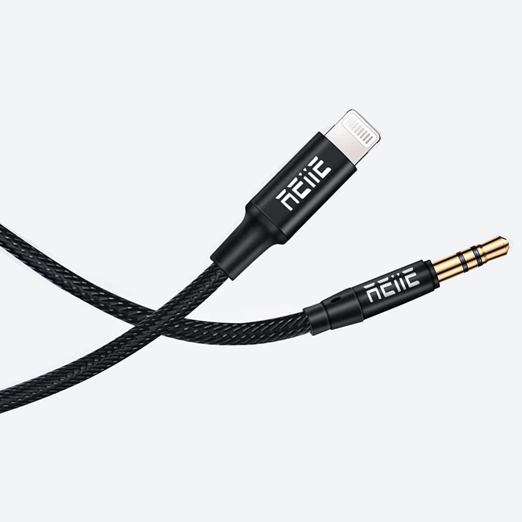 reiie 【Apple MFi Certified】 3.9FT Aux Cord for iPhone, Lightning to 3.5mm Audio Cable for Car Stereo,Speaker,Headphone Compatible with iPhone12/11 Pro Max,/X/XS/XR/8/7/iPad