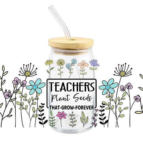UV DTF Cup Wrap Transfer Sticker for Glass,Teachers' Day Transfer Stickers for Glass Cups,UV DTF Cup Wrap Transfer Cup Stickers Decals Waterproof Rub on Transfers for Crafts Vintage
