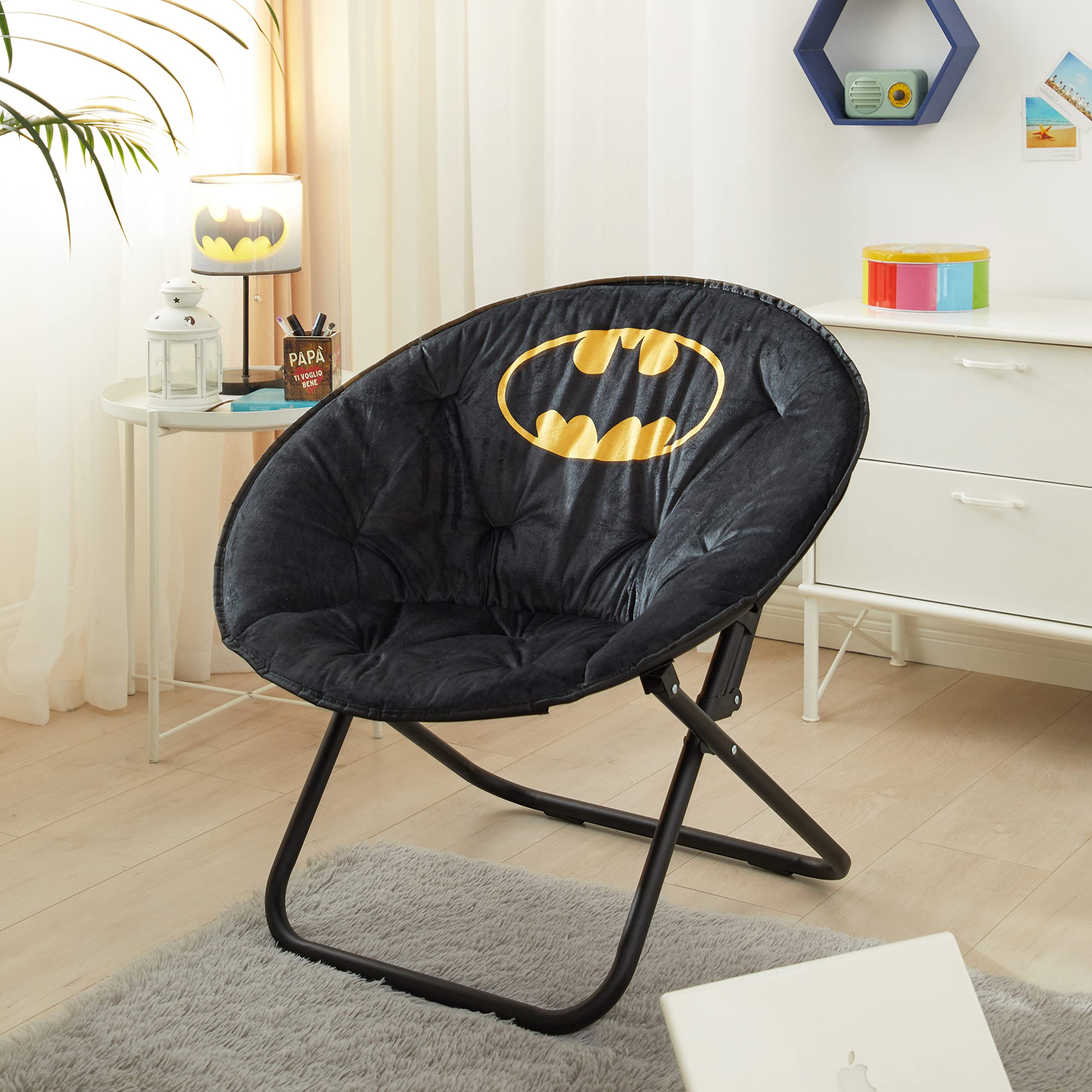 Idea Nuova Harry Potter Plush Folding Saucer Chair with 32” Folding Metal Frame for Kids,Teens,Adults