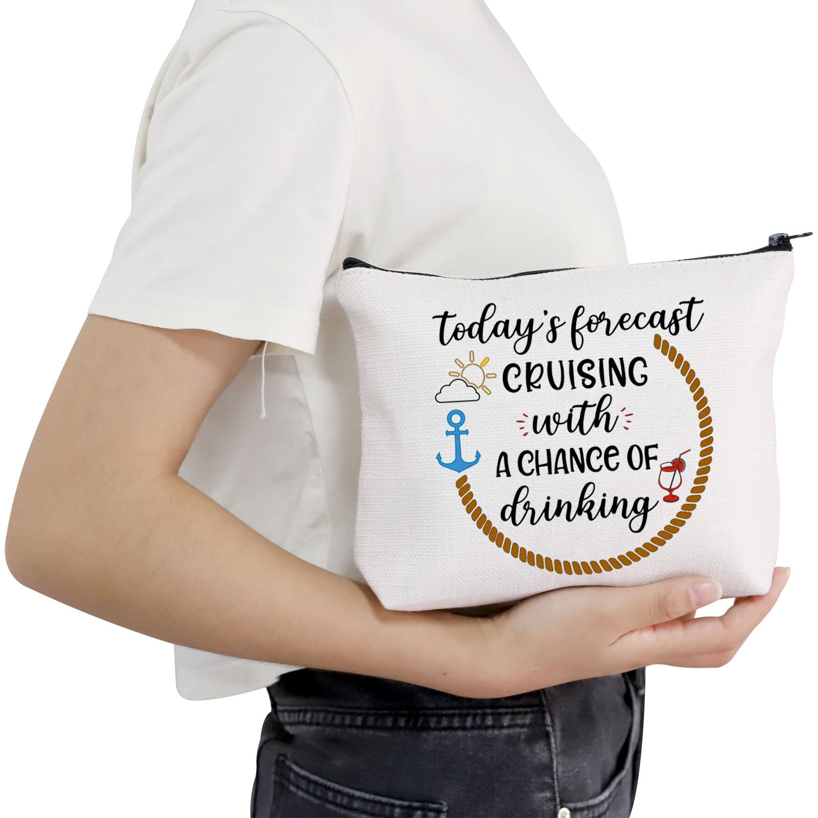 POFULL Cruise Themed Gift Cruise Boat Cocktails Friends Groups Cruise Cosmetic Bag (forecast Cruising)