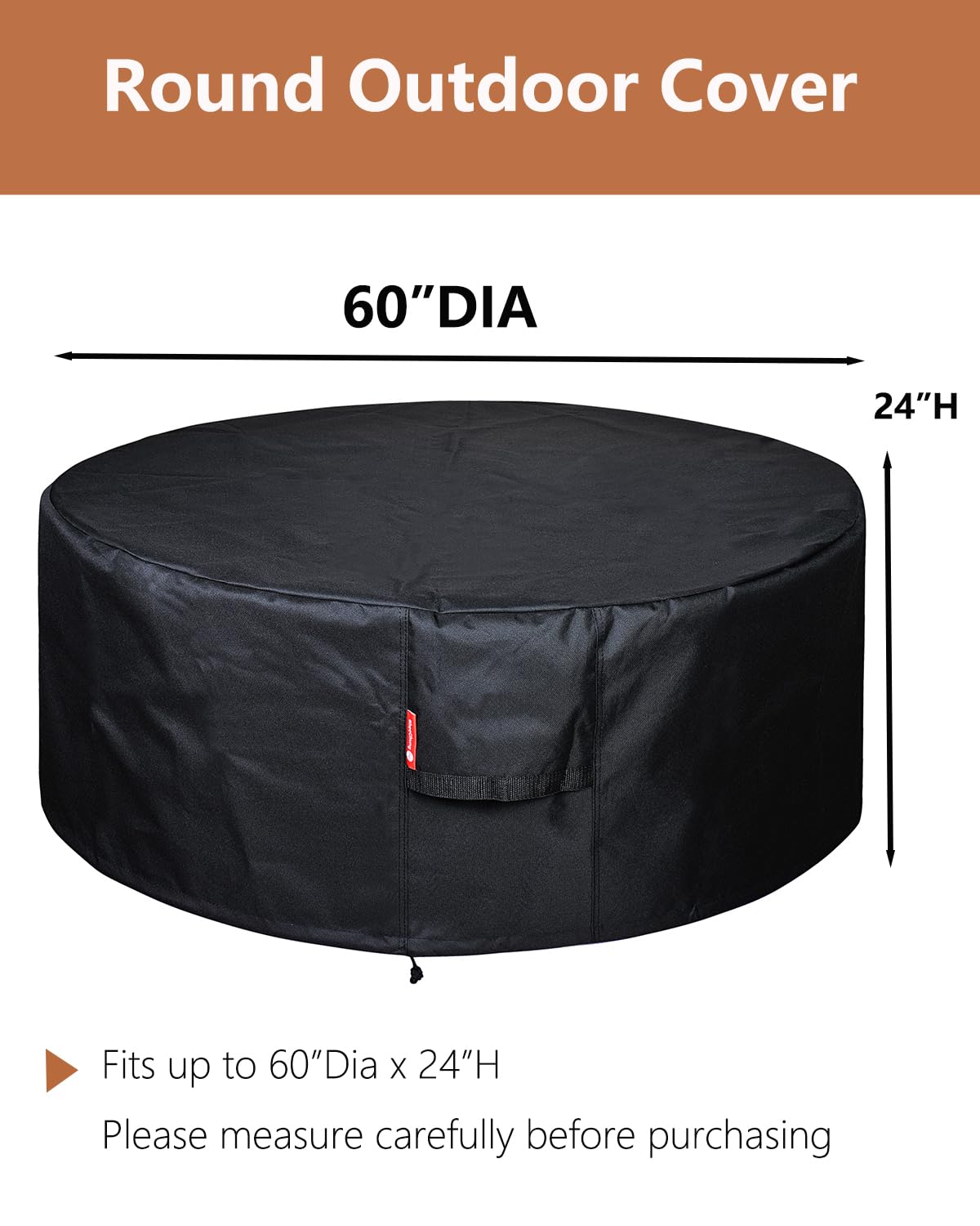 SheeChung Fire Pit Cover Round 60"Dx24"H,Waterproof Heavy Duty 600D Polyester Fire Pit Cover,Large Shelter for Outdoor Patio Fireplace Table Chair,Patio Furniture Covers