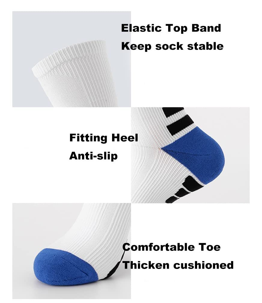 Men's Cotton Cushion Wicking Breathable Crew Sock,Athletic Compression Hiking Running Socks (Pack of 5,White)