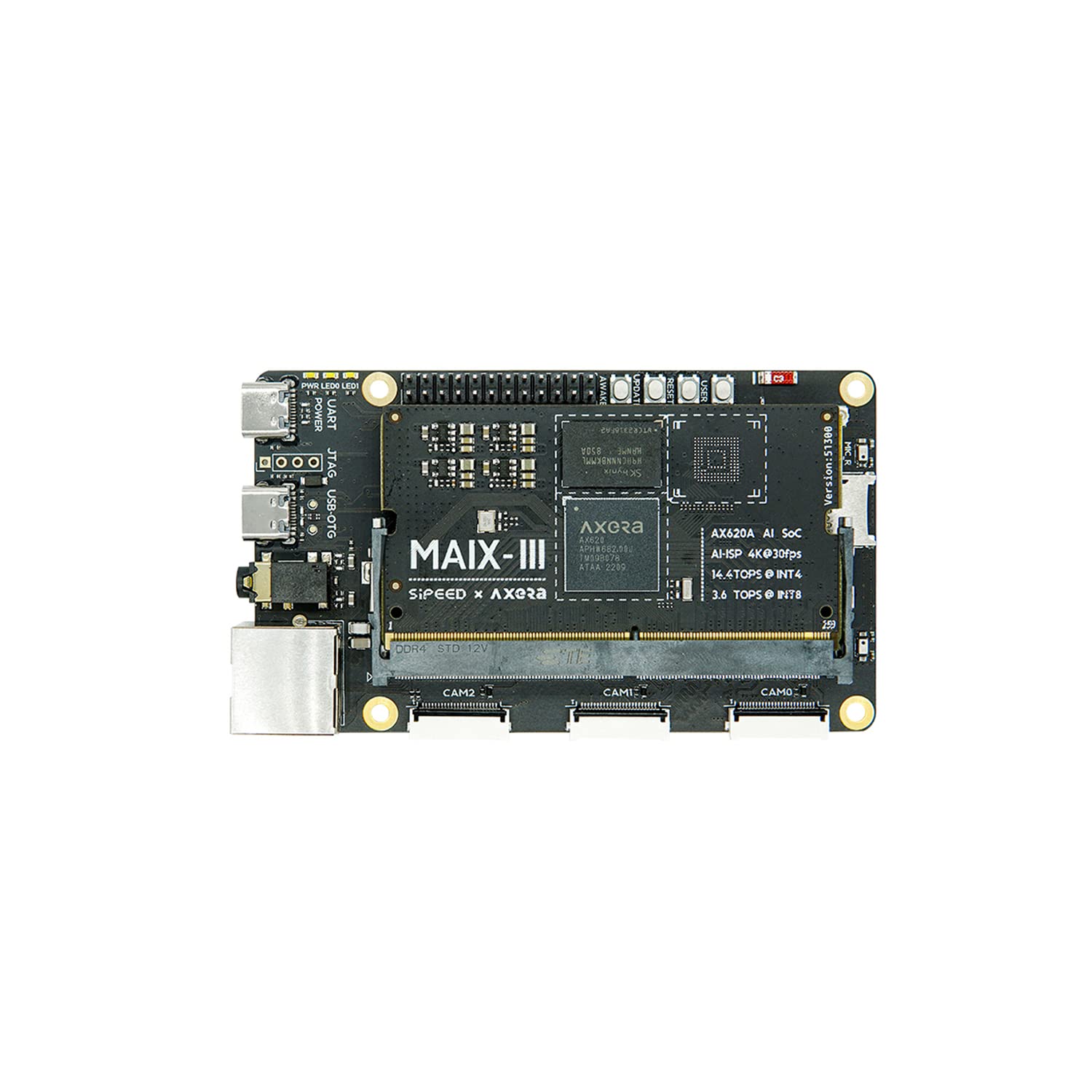 Sipeed M3AXPI Linux AI Development Board Based on AX620A Soc with Quad-core Cortex A7 1Ghz CPU 3.6TOPs NPU 2GB LPDDR4X RAM Onboard WiFi Gigabit Ethernet Support Night Vision/Vision Face Detection