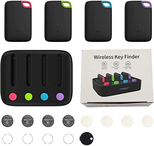 Vodeson Key Finder Tv Remote Control Finder, That Make Noise 80db No Smartphone Needed Wireless Rf Item Locator Device,Tracker Transmitter 4 Receivers for Finding Wallet,Tablets,Glasses,Kids Toys