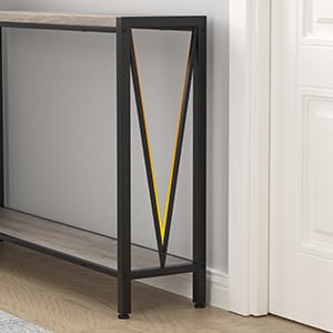 IDEALHOUSE Grey Console Table, 42.9" Entryway Table with Storage, Wood and Metal 2-Tier Narrow Long Sofa Table with Shelf, Behind Couch Table, Console Table for Entryway, Living Room, Hallway