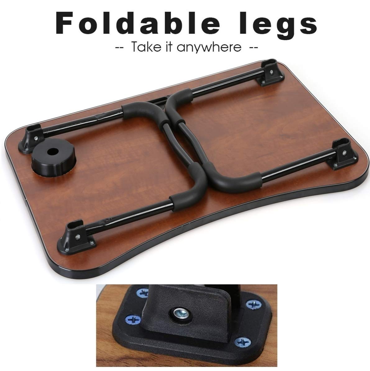 Laptop Desk Foldable Laptop Table Portable Laptop Bed Tray Table Notebook Stand Reading Holder with The Cup Slot for Eating Breakfast,Reading,Watching Movie on Bed/Couch (Black Gold Stripes)