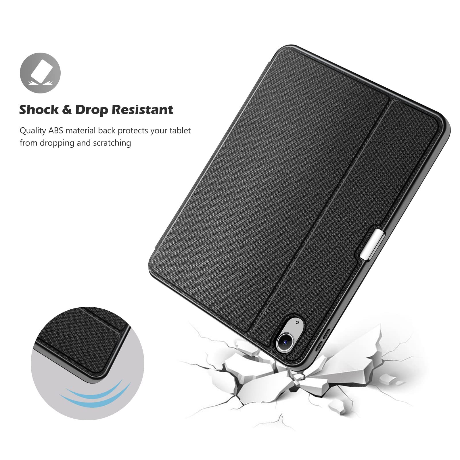 ProCase Smart Case for 2022 iPad 10th Generation Case with Pencil Holder, Slim Stand Protective Folio Book Cover for iPad 10.9 inch 2022 A2696 A2757 A2777-Black