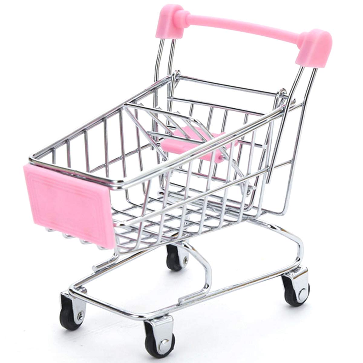 Mini Supermarket Handcart,4 Pack Supermarket Handcart Shopping Utility Cart Mode Storage Toy (Pink,Yellow,Red,Blue)