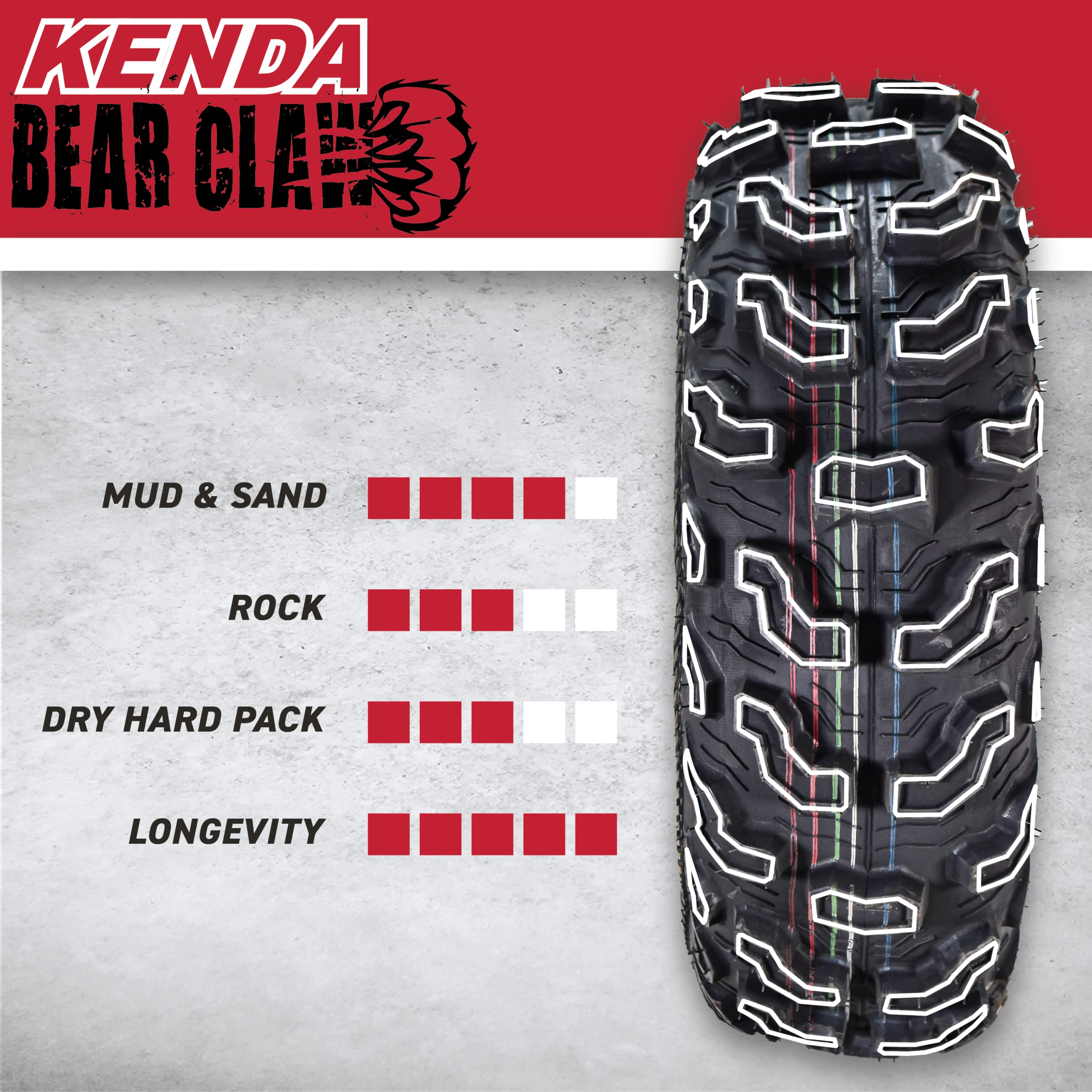 Kenda Bear Claw EX 25x8-12 Front ATV 6 PLY Tire Bearclaw 25x8x12 Tire (2 Pack)