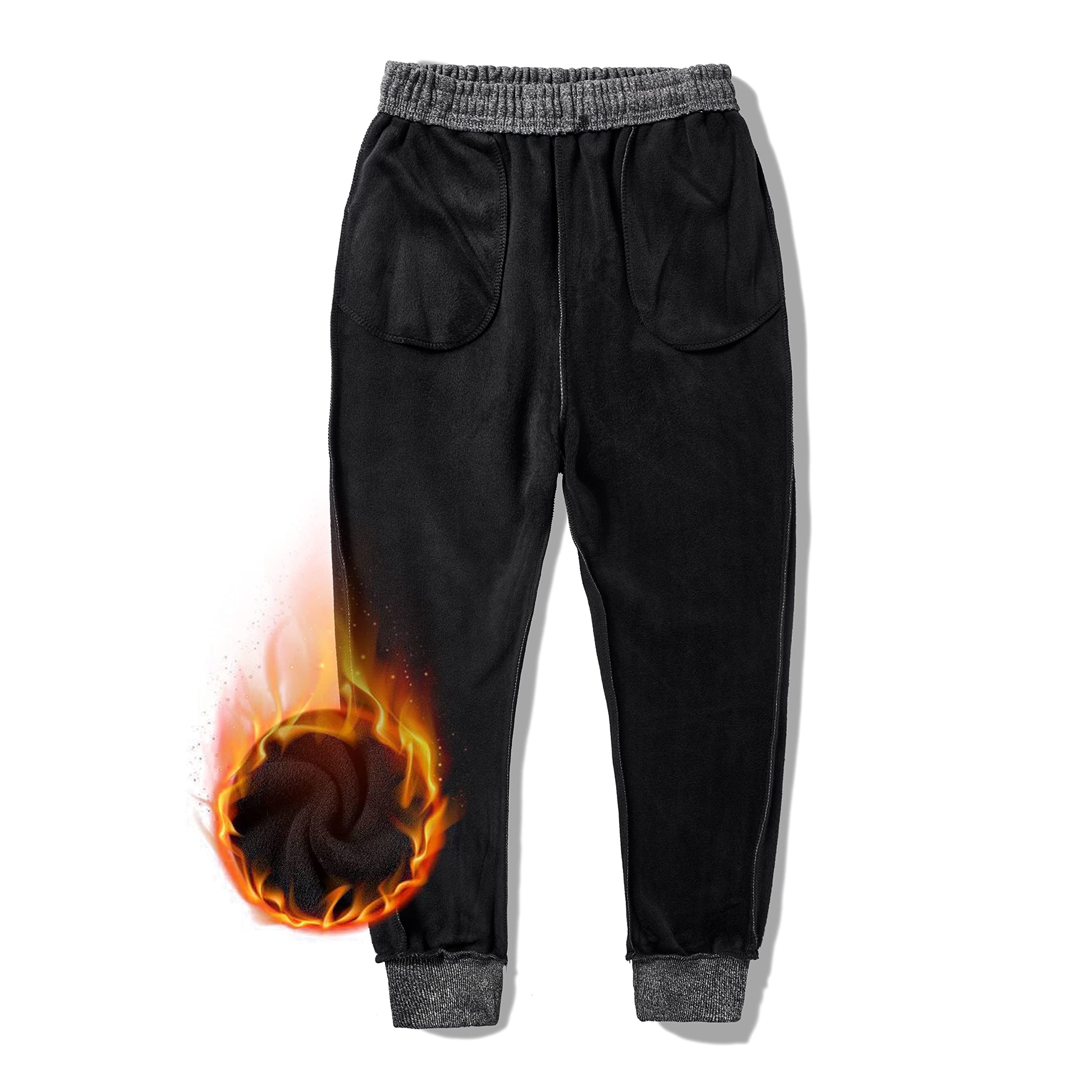 LAIWANG Men's Warm Lined Athletic Sweatpants Jogger Fleece Pants Winter Warm Track Pants (1# Black, XL)