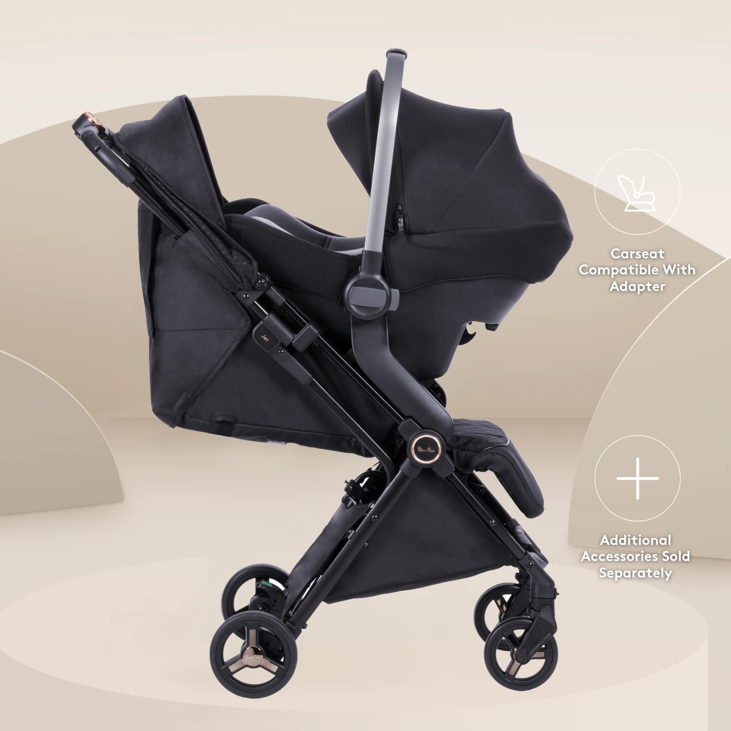 Silver Cross Jet Series - Full Size TSA Approved Infant & Toddler Stroller - Lightweight, Compact & Easy to Fold, with All-Terrain Wheels and One-Handed Recline (Eclipse, Jet-3)