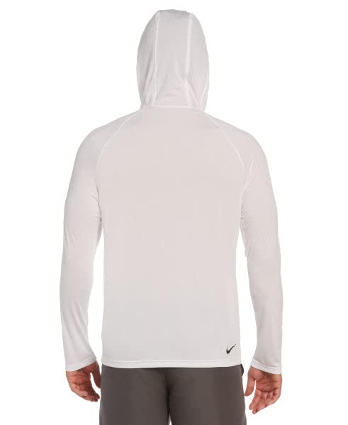 Nike Outline Logo Men's Long Sleeve Hooded Performance Shirt (Large, White)
