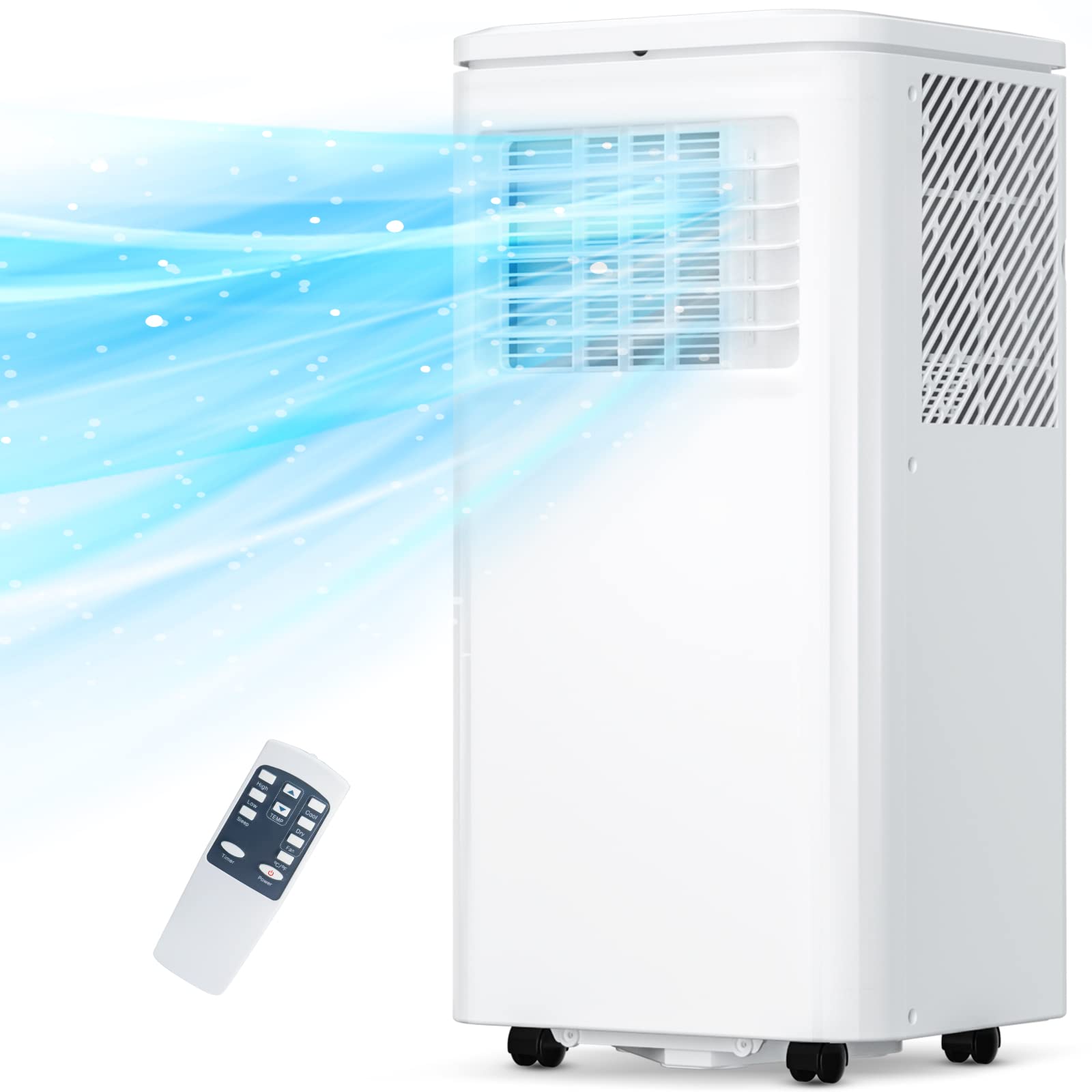 Portable Air Conditioners, 10000 BTU Portable AC Unit with Dehumidifier, Fan, Remote Control, 24H Timer, Freestanding Air conditioner for Cooling 300 Sq.Ft. Rooms, Low Noise