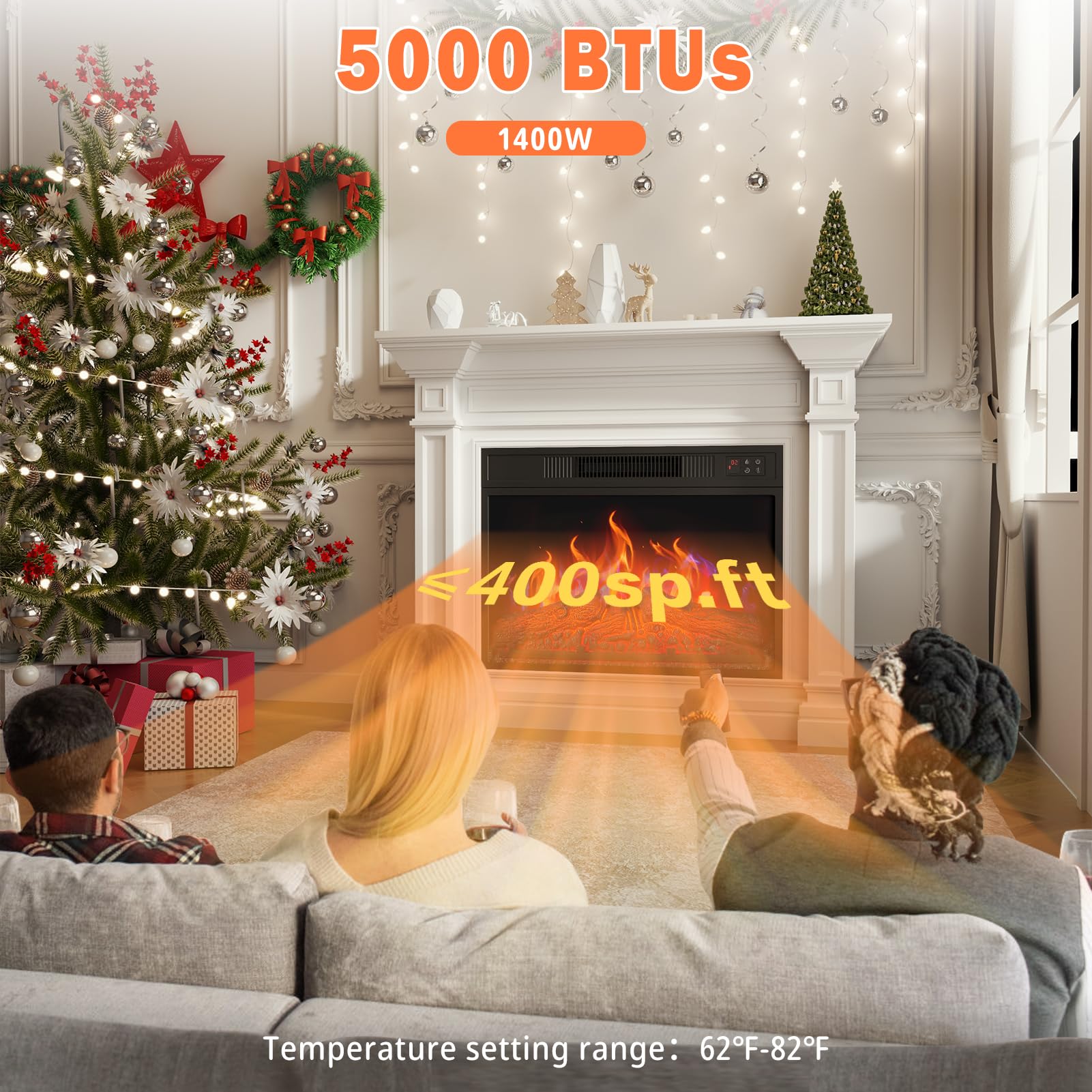 LALAHOO 23” Electric Fireplace Inserts,Recessed or Freestanding Electric Fireplace Heater with 6 Flame Colors,Wall Mounted Fireplace Heaters for Indoor Use,Remote Control & 6H Timer,Black