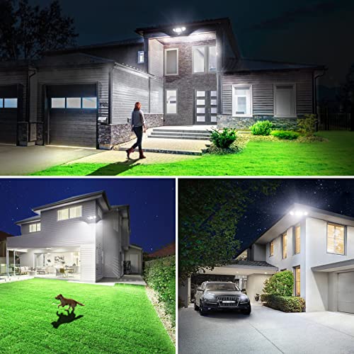Olafus 80W Flood Lights Outdoor Motion Sensor Light, LED Security Light IP65 Waterproof, 7300LM Motion Activated Light, 3 Head LED Flood Light, 6500K PIR Sensor Lighting for Garage Yard Porch Patio