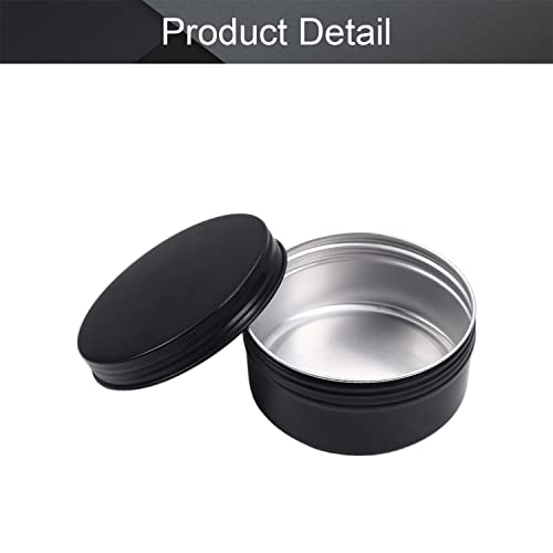 Othmro 1Pcs Round Aluminum Cans Tin Can Screw Top Metal Lid Containers 150ml/5 oz, 83 * 38mm (D*H) Black Color Aluminum Containers for Lip Balm, Crafts, Cosmetic, Candles