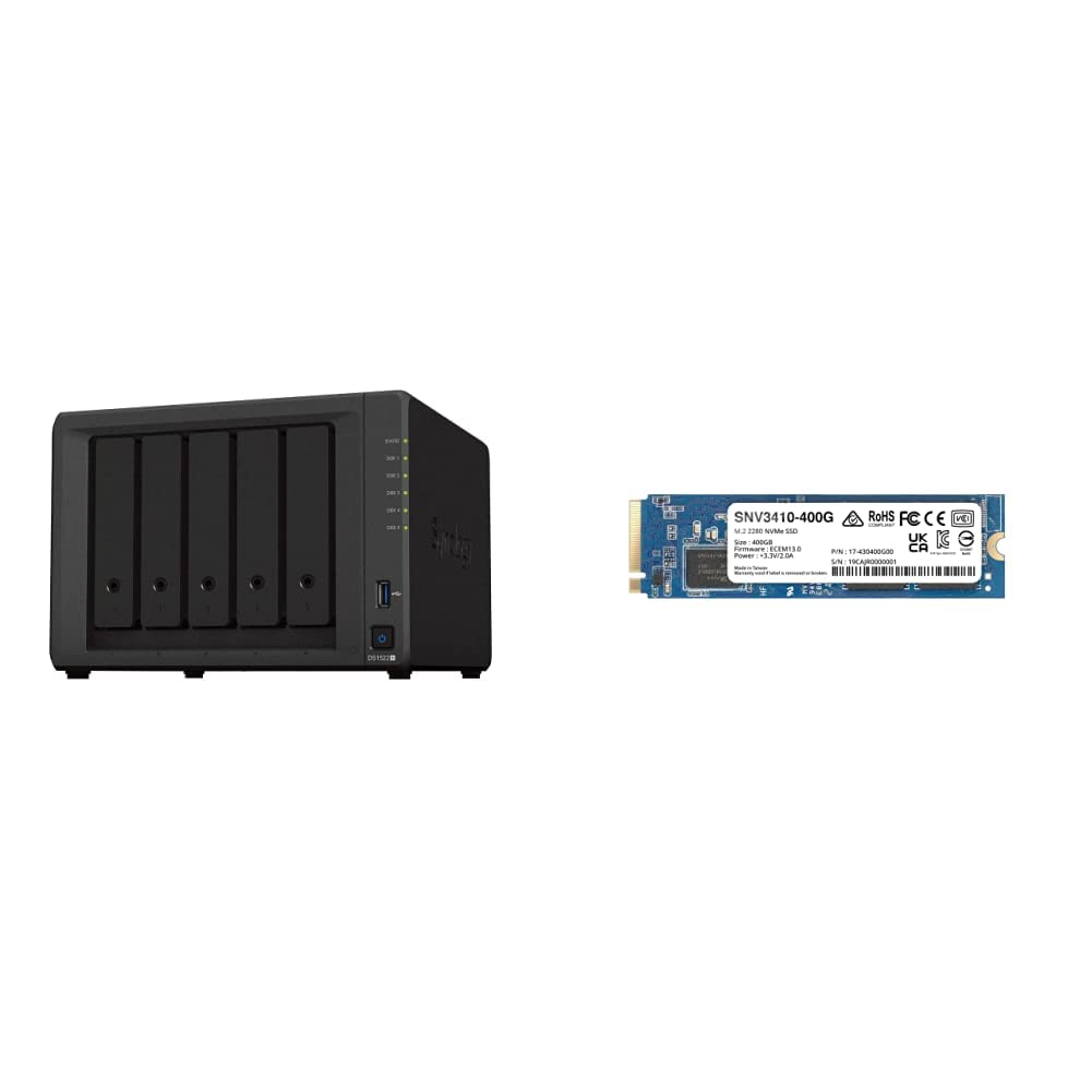 Synology 5-Bay DiskStation DS1522+ (Diskless) & M.2 2280 NVMe SSD SNV3410 400GB (SNV3410-400G)