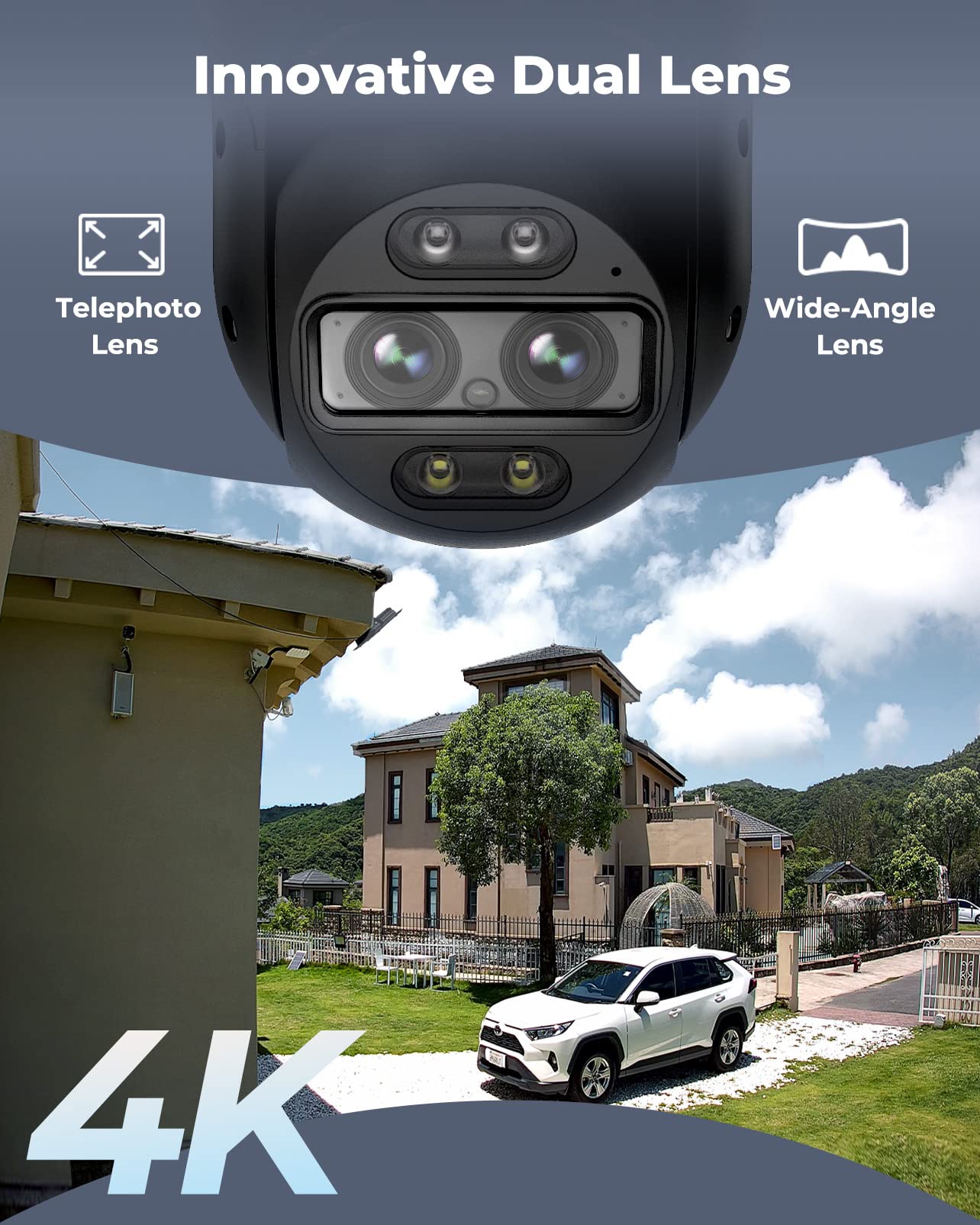 REOLINK 2.4/5GHz Wi-Fi 6 Cameras, 180 Degrees Ultra-Wide Angle Duo 2 WiFi Bundle with PTZ Trackmix WiFi, Outdoor Security, Color Night Vision