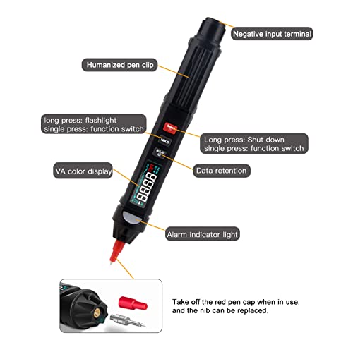 NOYAFA Voltage Detector, Pen Multimeter Non-Contact Voltage Tester, Suitable for DC Voltage and AC Voltage, Resistance, Capacitance, Diode, etc.