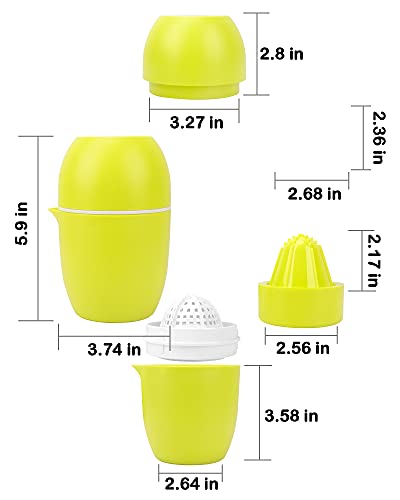 Lechin Hand Juicer - Citrus Juicer with Lemon Shape - Hand Lemon Juicer with Two Press Options for Different Fruits (Yellow)