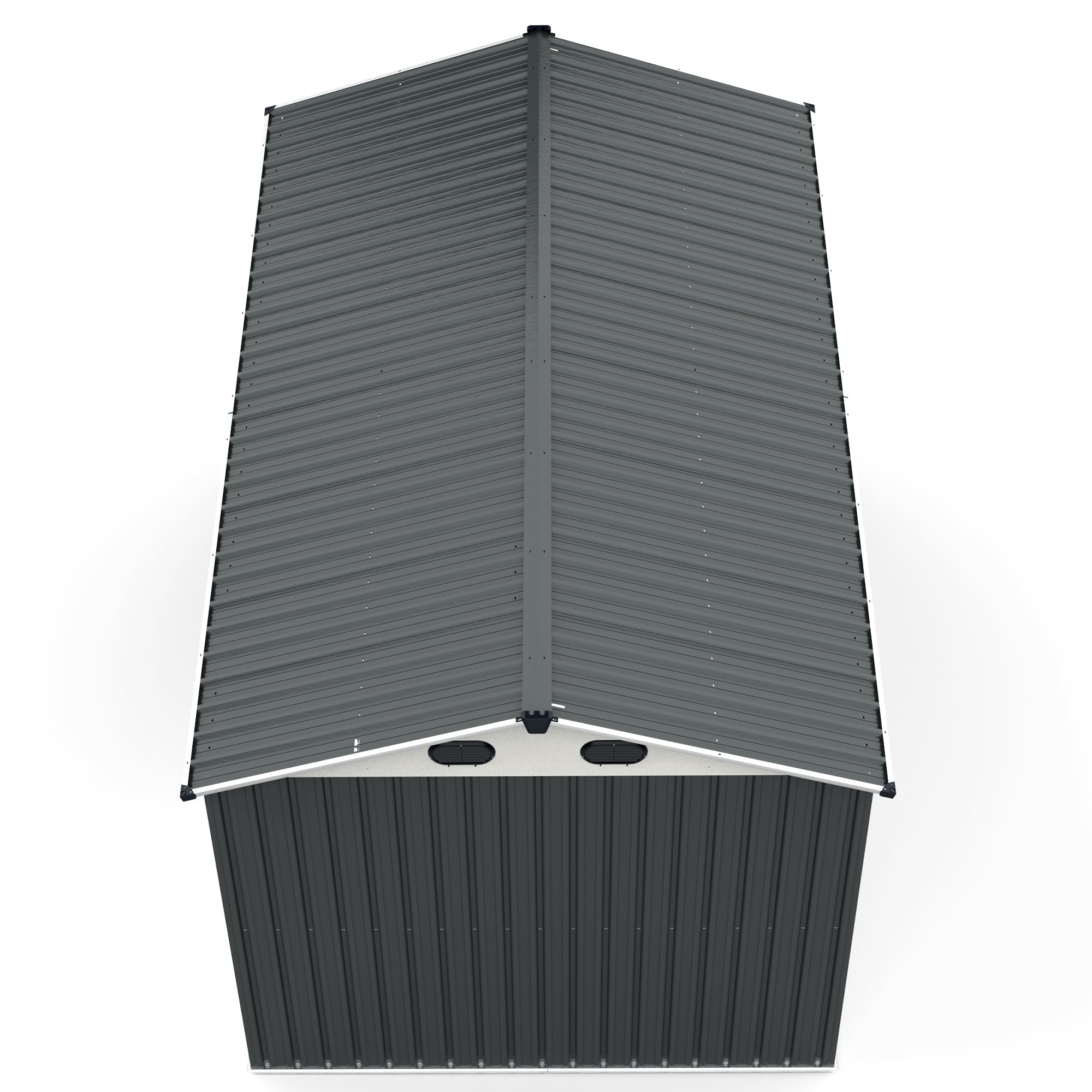 SumVille 8x12 Ft Metal Outdoor Storage Shed with Window, Floor Base, Air Vents and Double Hinged Door
