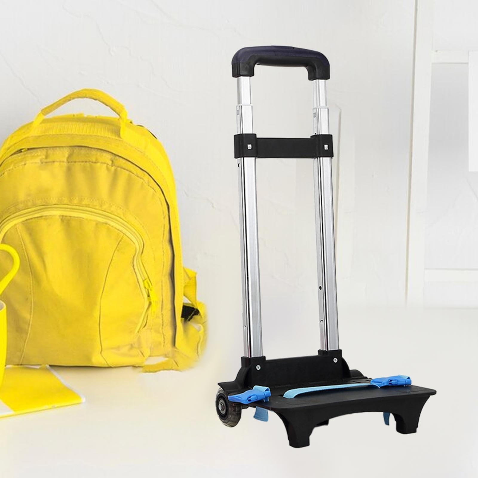 predolo Backpack Hand Truck, Backpack Trolley, Foldable with Luggage Strap Wheeled Hand Trolley, Folding Trolley Cart, for Shopping, 2 Wheel Dark Blue