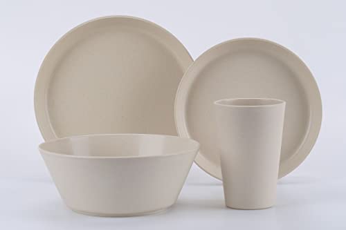 LuckyZone 9 Inches Reusable Wheat Straw Plates, Sets of 4 | Lightweight & Unbreakable Plate for Home Kitchen | Dishwasher & Microwave Safe | BPA Free & Eco-Friendly (9 Inches)