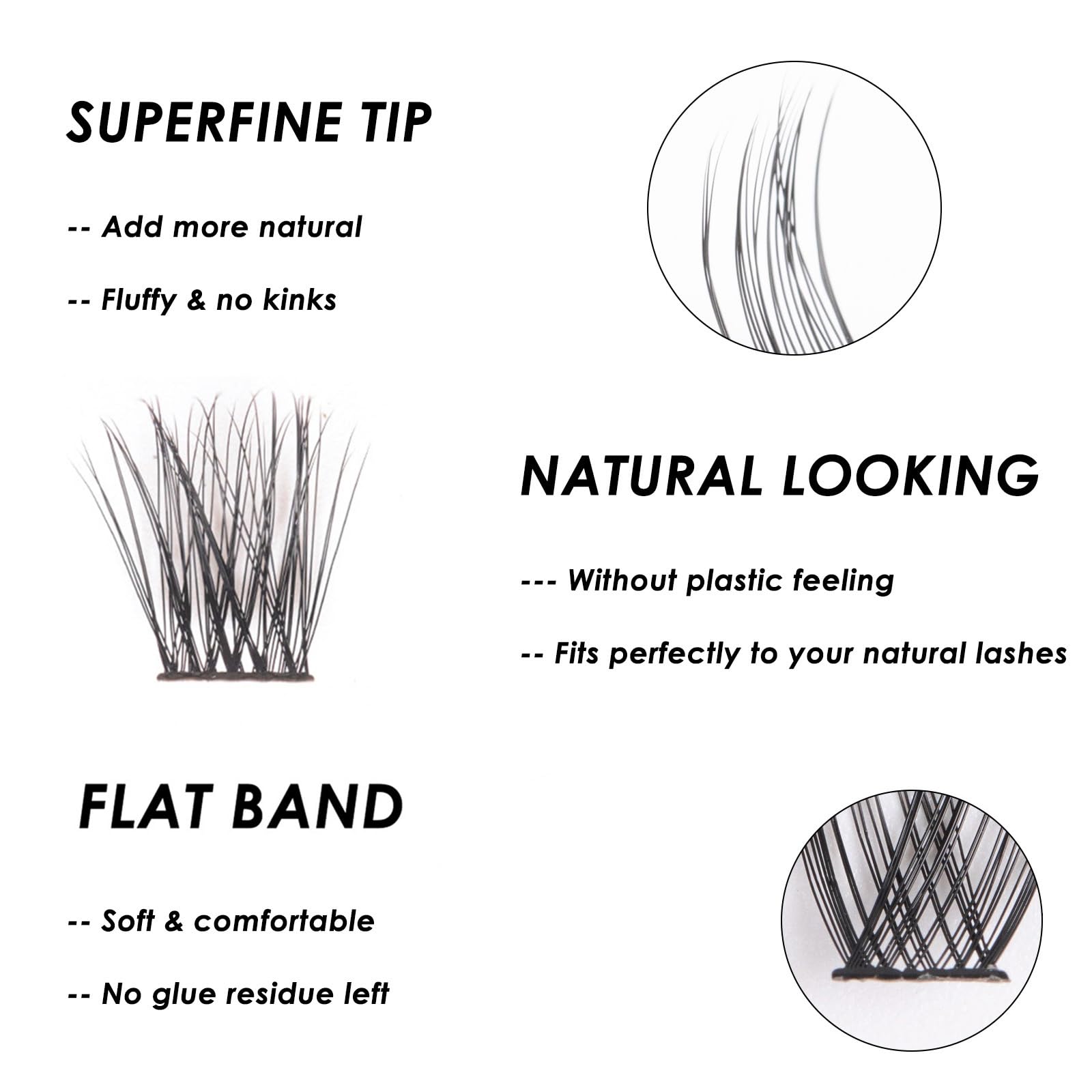 Lanciley Lash Extension Kit 120 Lash Clusters with Lash Bond and Seal and Tweezers C D Curl Individual Lashes Thin Band Soft Fluffy Reusable False Eyelashes 10/12/14/15/16mm - L23