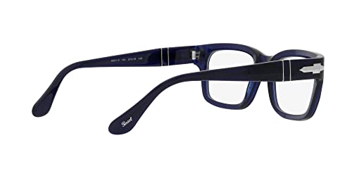 Persol PO3301V Rectangular Prescription Eyewear Frames, Opal Blue/Demo Lens, 57 mm