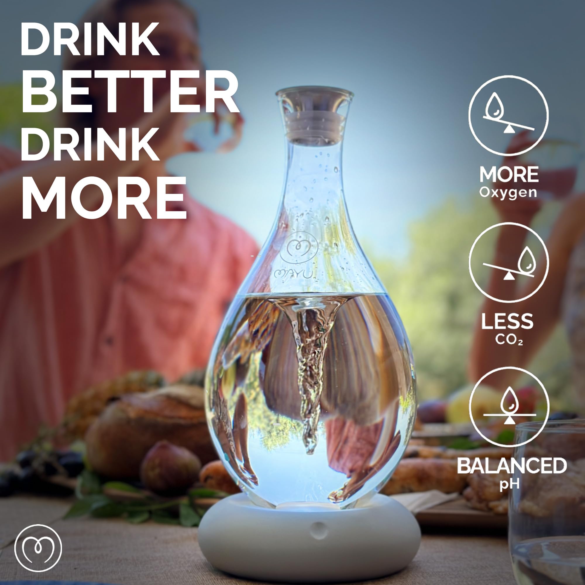 Mayu Swirl Structured Water Pitcher + 1.5 L | 50 Oz Premium Glass Bottle "Swirl & Sip Bundle"