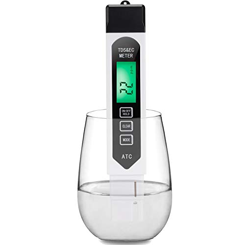 Professional Water Quality Tester,EC TDS meter, 4 in 1 Portable High Precision Digital TDS PPM Meter, Ideal ppm Meter for Drinking Water, Hydroponics and Water purifier