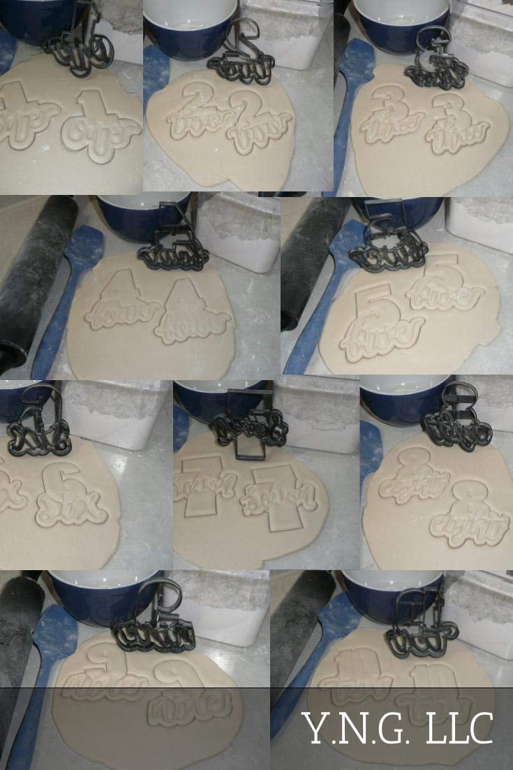 NUMBERS WITH WORDS 1 ONE THROUGH 10 TEN DETAILED NUMBERS SET OF 10 COOKIE CUTTERS MADE IN USA PR1157