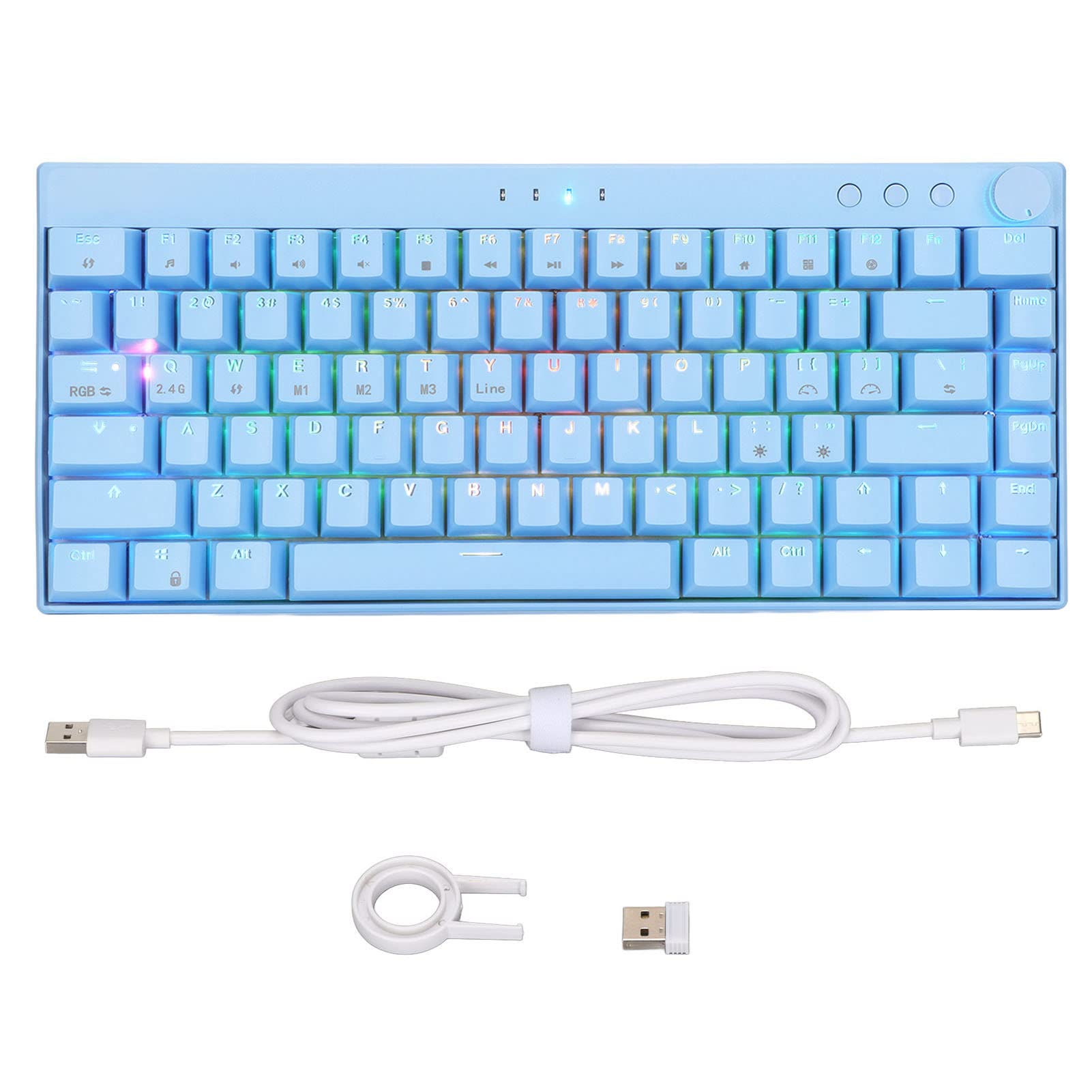 RTLR Gaming Keyboard, Mechanical Keyboard Energy Saving ABS Material Battery Life with Knob for for HarmonyOS