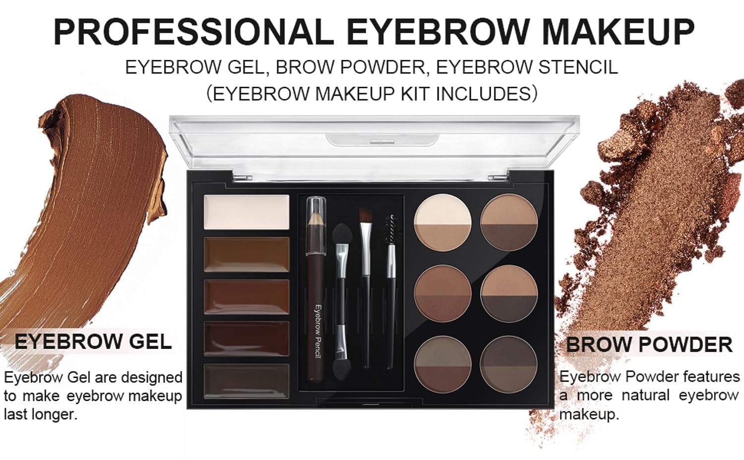 MAEPEOR Eye Brow Kit 25 Piece Waterproof Eyebrow Palette Set 12 Colors Eyebrow Powder 5 Colors Brow Wax 4 Eyebrow Stencils 3 Brushes 1 Eyebrow Pencil for Novice and Professional (25 Piece Set)