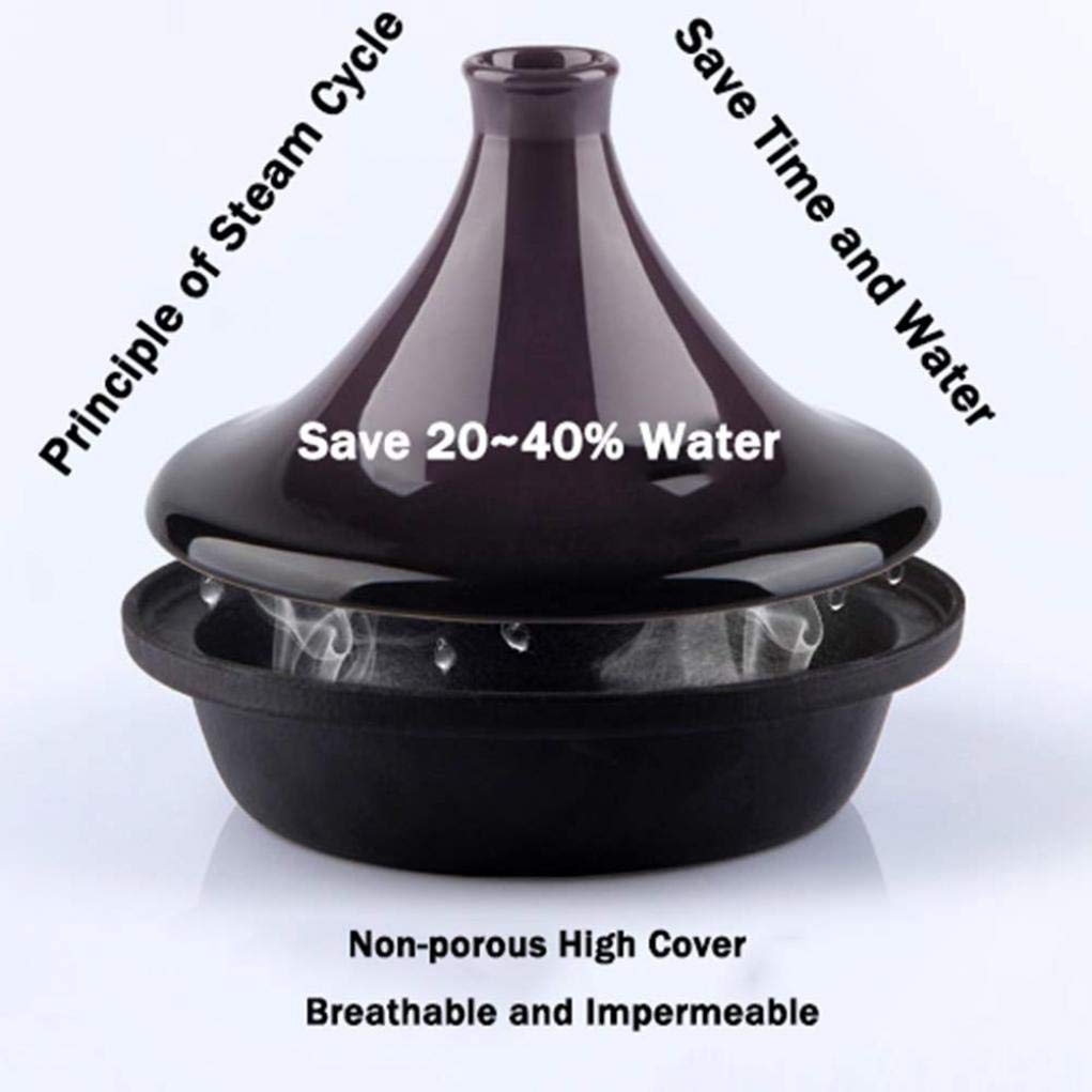 MYYINGBIN Moroccan Tagine Cast Iron Pot Resistant to Dry Burning High Tightness No Cracking Easy to Clean Tagine Pot for Medium to Extra Large Cooking