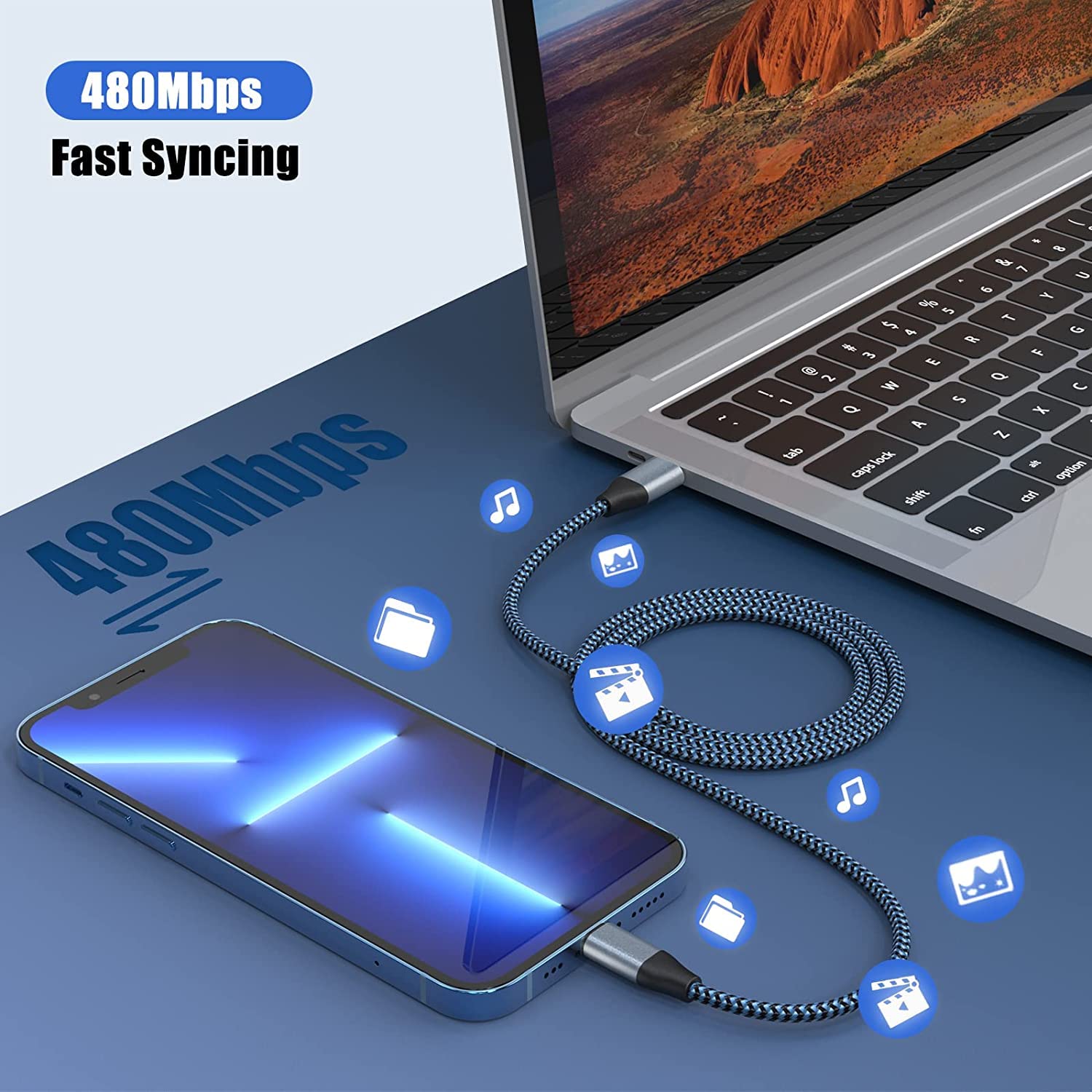 Sundix USB C to Lightning Cable, 2Pack 6FT【Apple MFi Certified】 Nylon Braided iPhone 14 Charger Cord Compatible with iPhone 14/13/13Pro/13Mini/12/12Pro/11/11Pro MAX/XS/XR/8