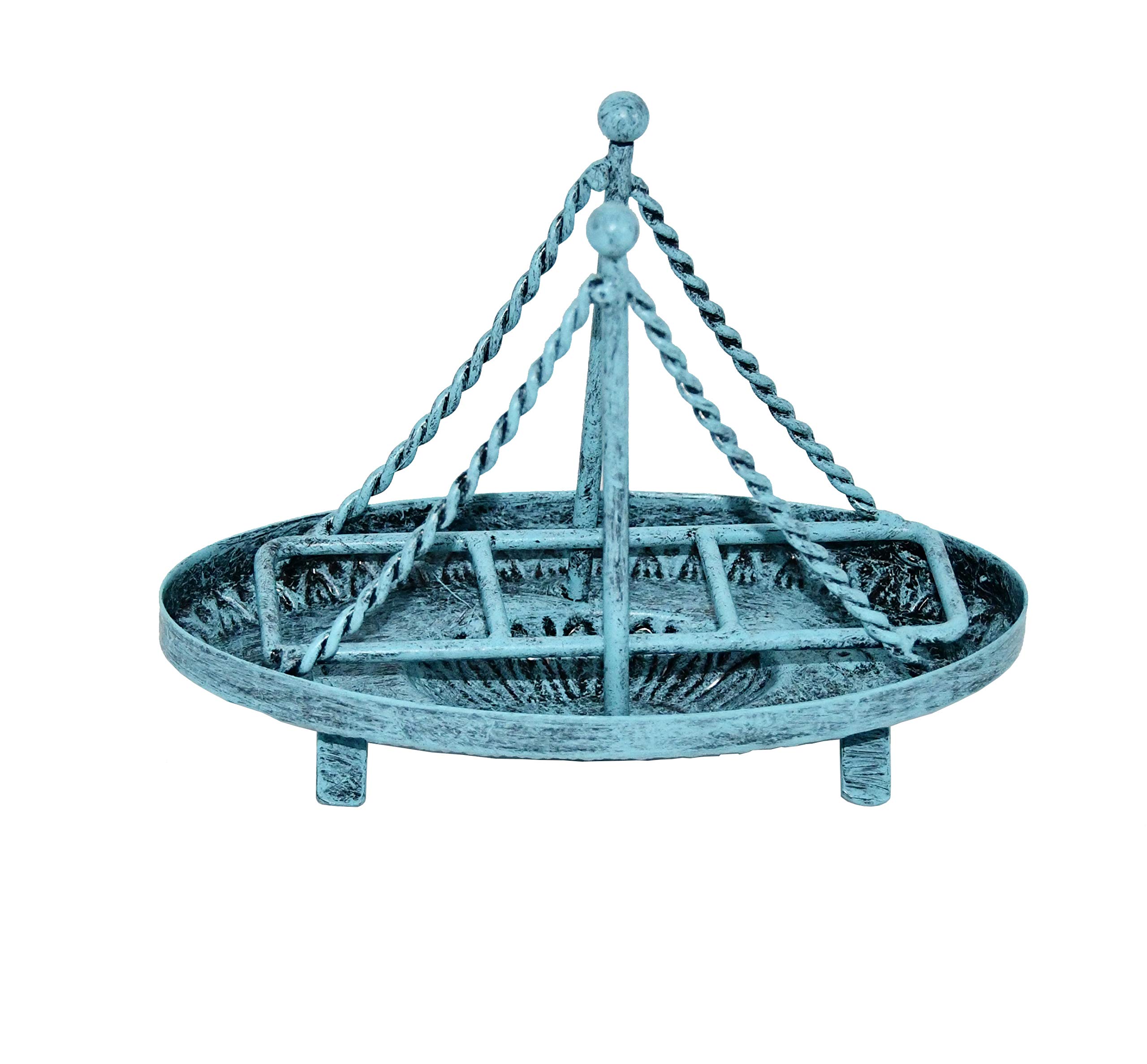 OwlGift Metal Sailboat Shaped Napkin Holder, Tabletop Paper Towel Dispenser, Mail Letter Sorter Rack, Document File Storage - Turquoise