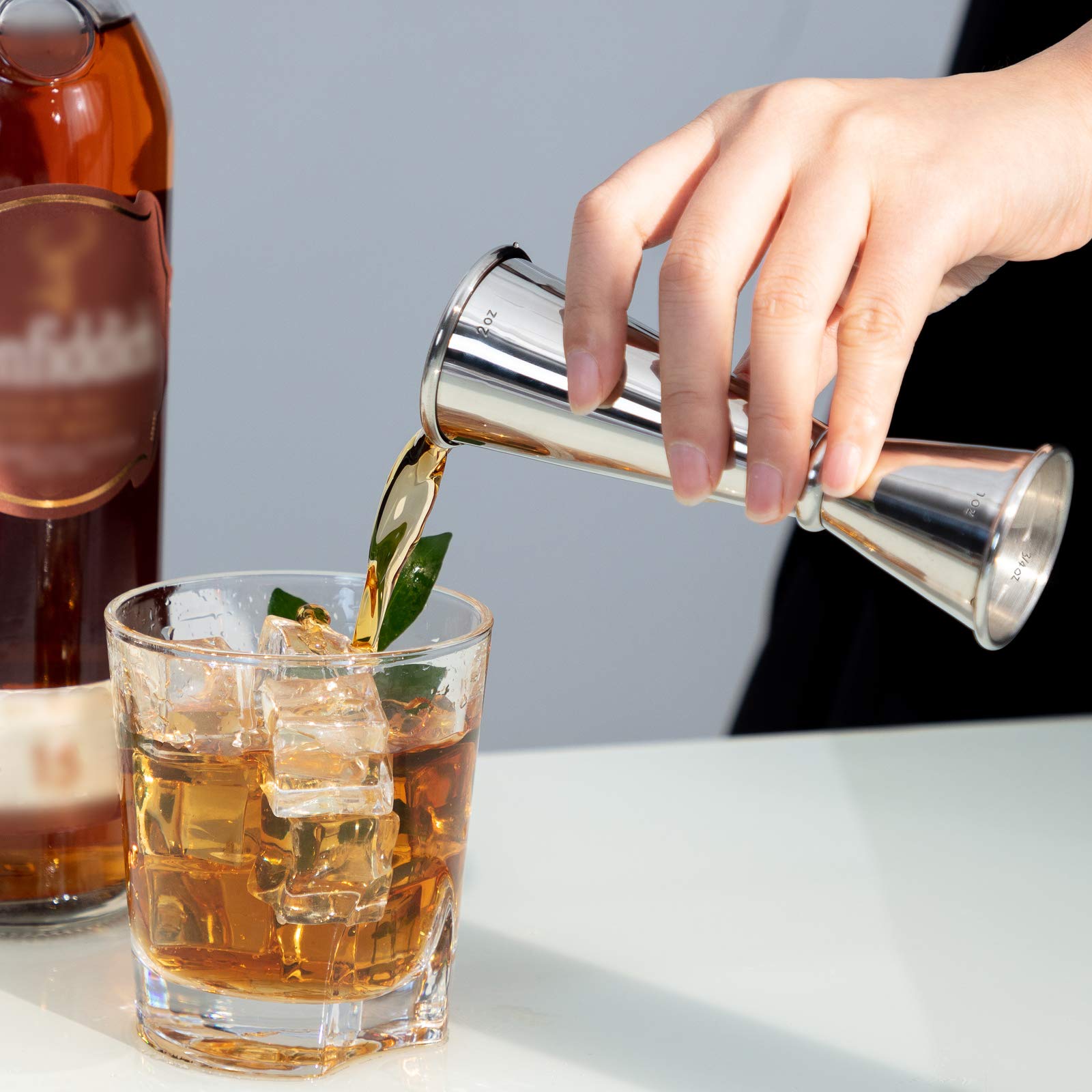 Mixing Spoon and Jigger for Bartending Stainless Steel Home Bar Tool for Making Delicious Cocktails Drinks Juice