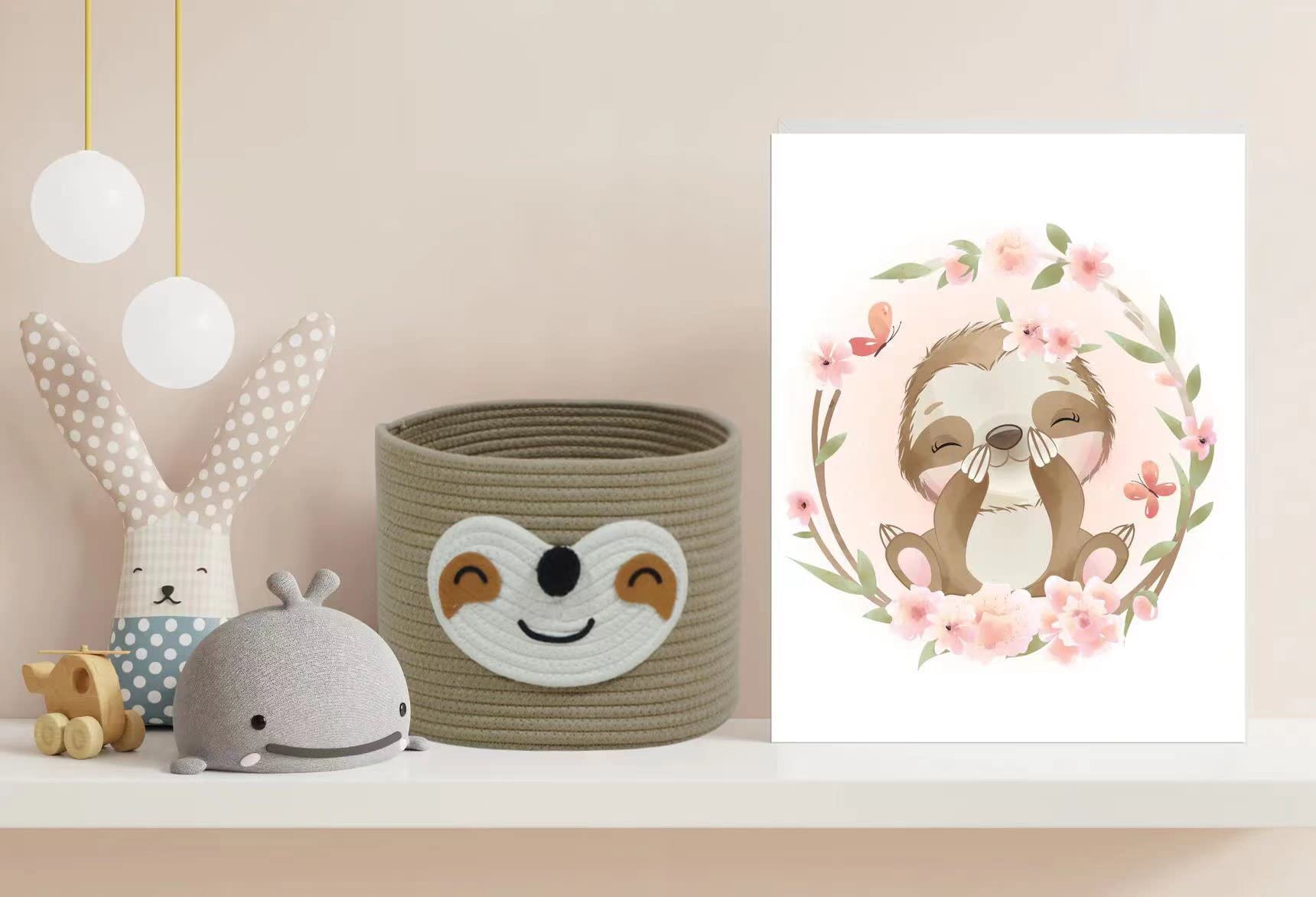 T&T Homewares Small Sloth Baskets for Baby Diaper Organizer, Nursery Storage, Nursery Room Decor, Kids Room Organizer, Pet Toy Storage