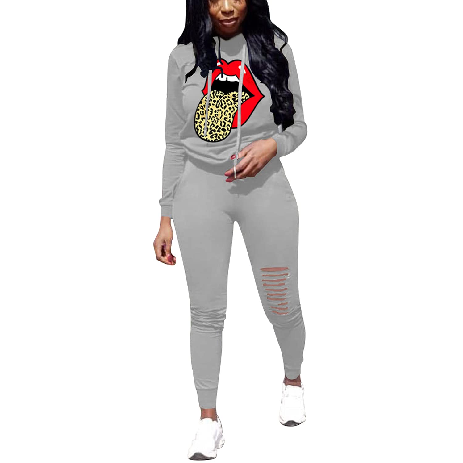 Nimsruc Two Piece Outfits For Women Summer Womens Sweatsuits Sets Jogger Set Tracksuit Sweat Suits Gray M